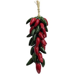 12 Mexican Chili Ristras, Ceramic Chilis Hanging Ornaments, Pepper ...