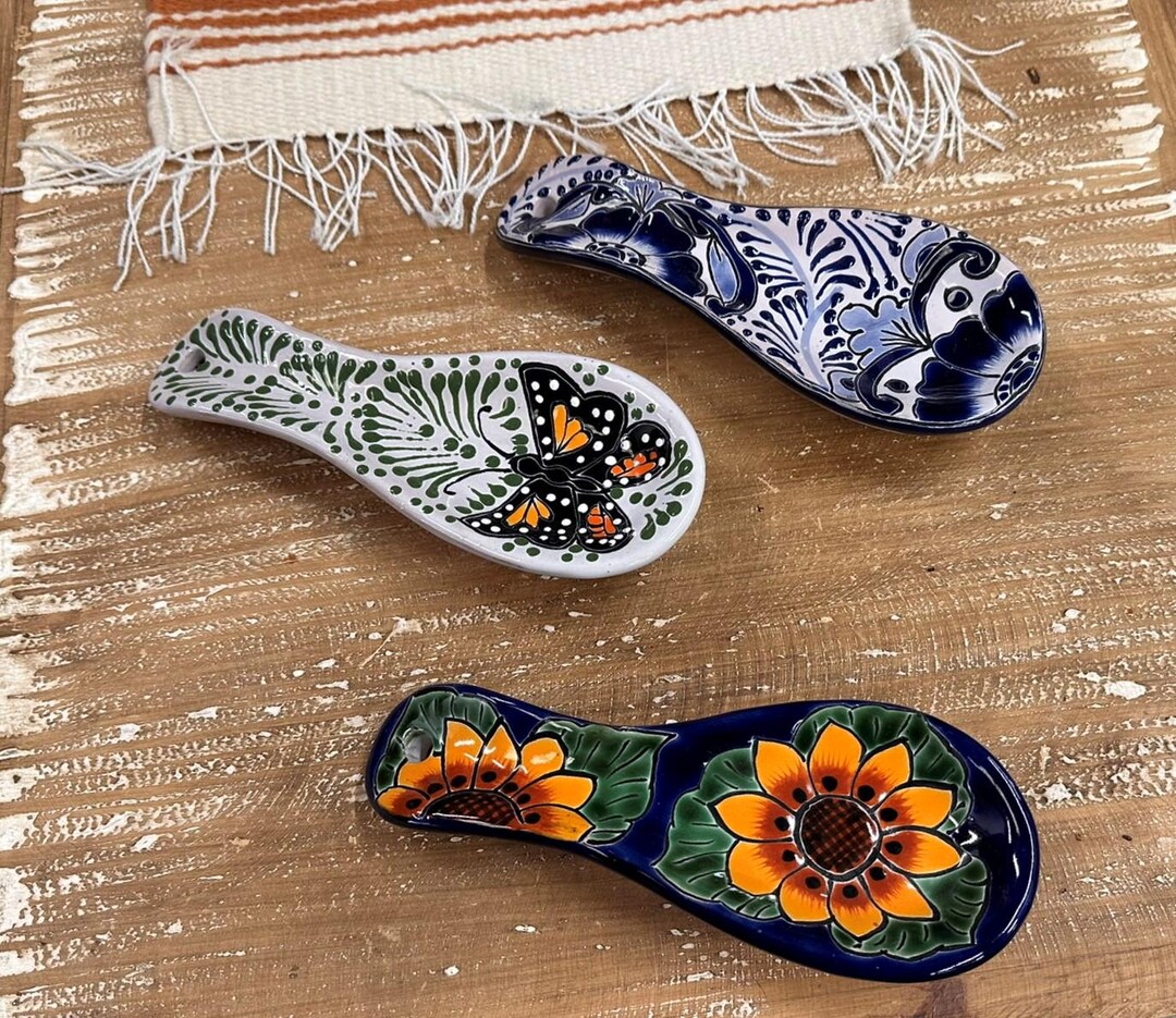 Monarch Butterfly Talavera Spoon Rest, Ceramic Hand Painted Kitchenware ...