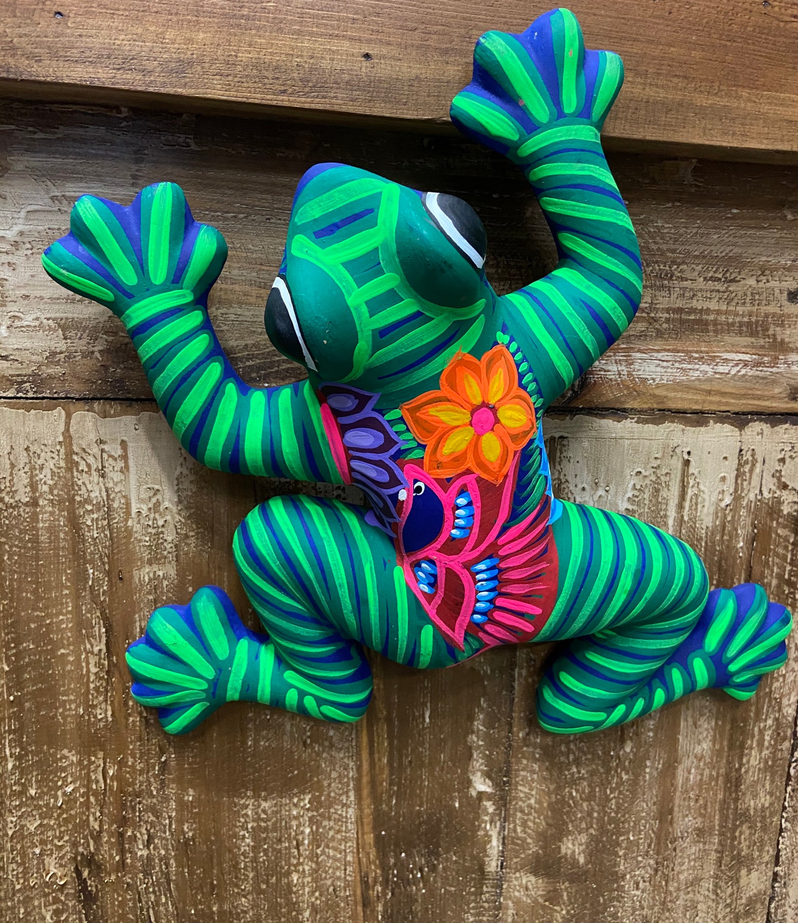 Frog Psychedelic Wall Decor Clay Pottery Alebrije | Etsy