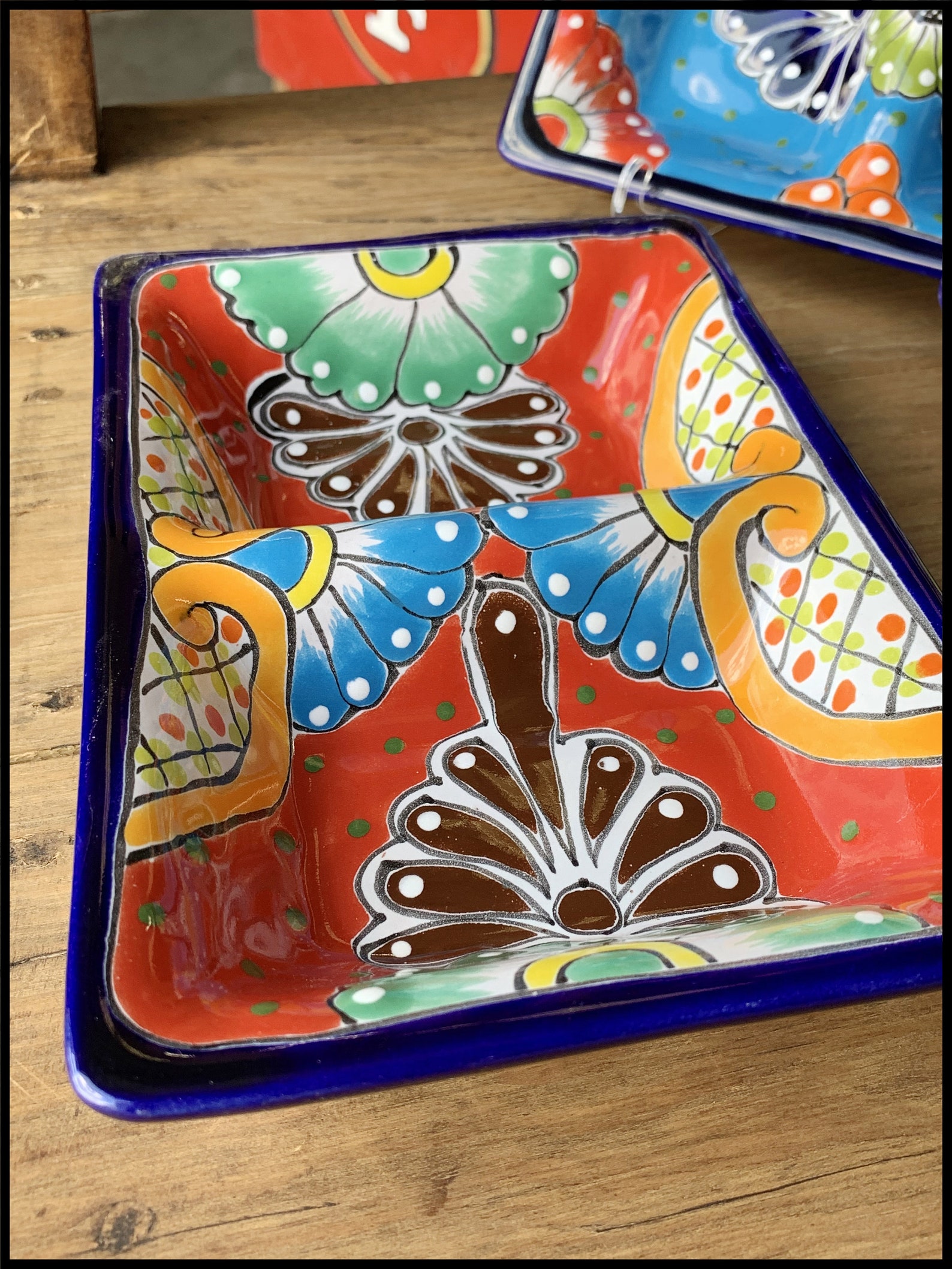 Talavera Double Sectional Salsa Plate, Ceramic Hand Painted Appetizer ...