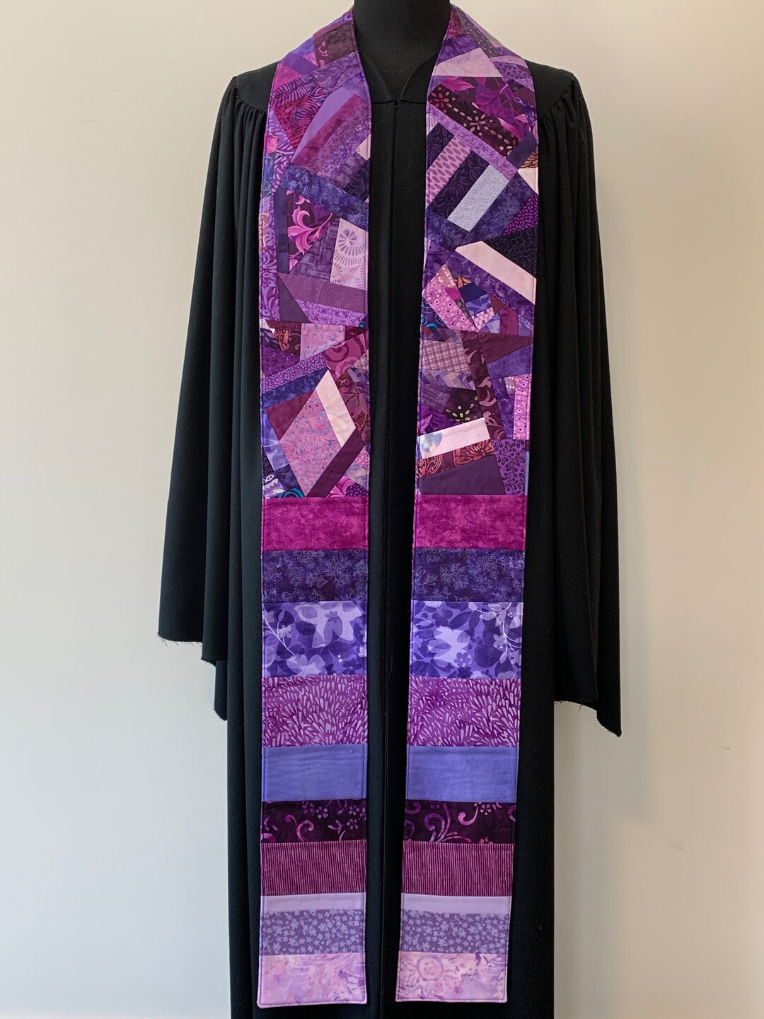 Purple Ramdom Patch and Strips Clergy Stole, Reversible Pink Comma ...