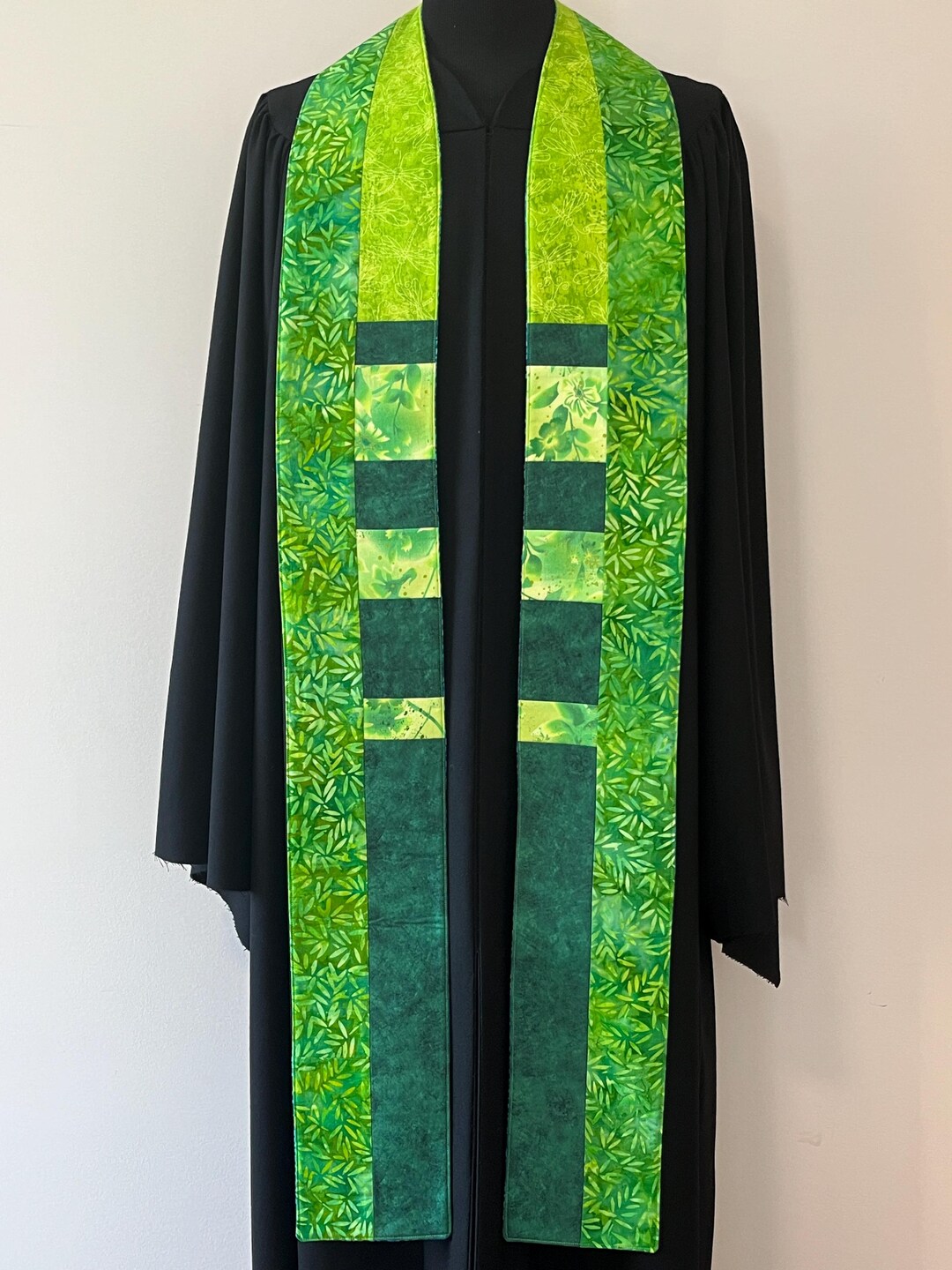 Green Strip and Edge Clergy Stole, Reversible Blue Batik #685 - Etsy