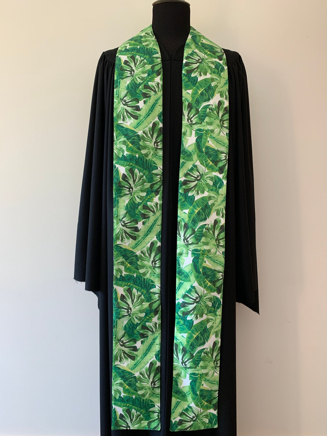 Green Tropical Leaves Clergy Stole, Reversible Green Stole #663 - Etsy