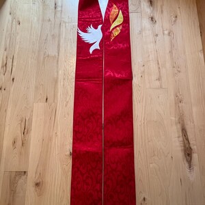 Red Stole With Flame and Dove, Reversible Purple Batik Stole 330 - Etsy