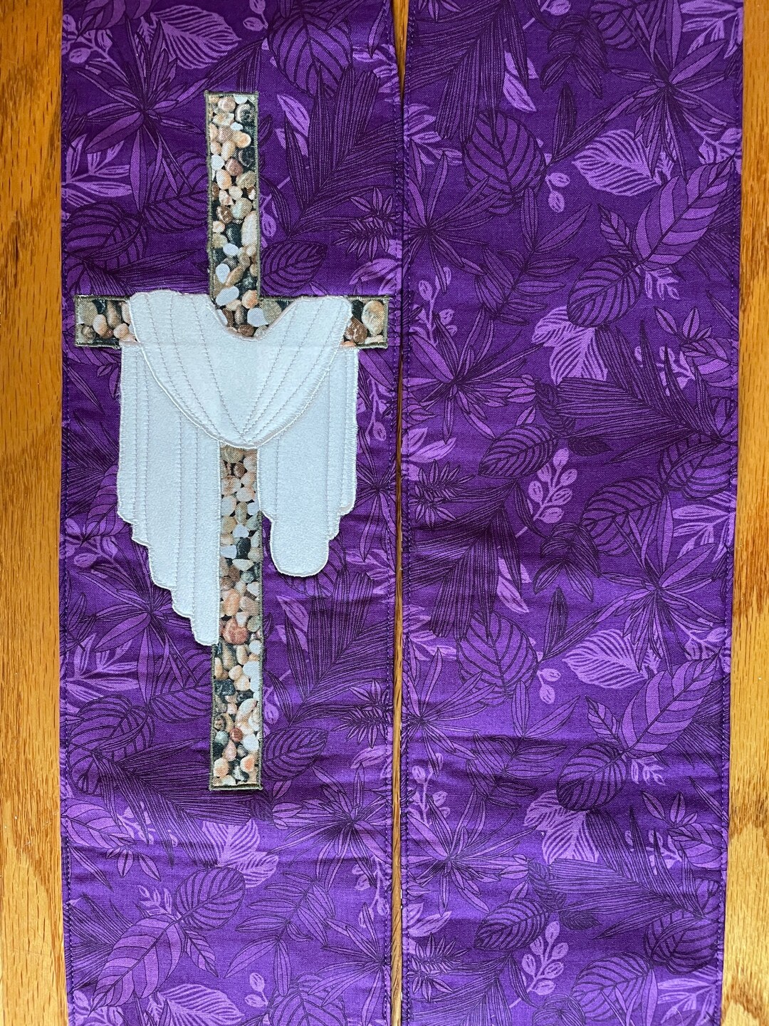 Purple Stole With Cross and Shroud, Reversible Black and Silver Stole ...