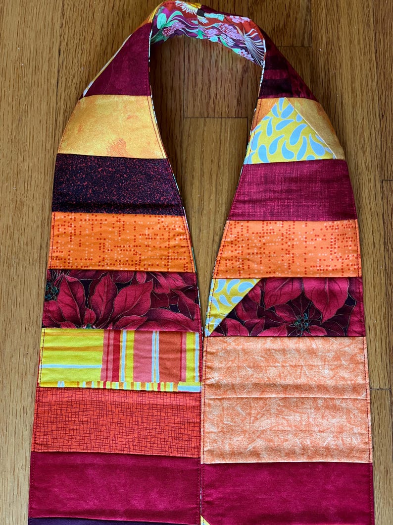 Red and Orange Strip Clergy Stole, Reversible Wildflowers Stole #327 - Etsy