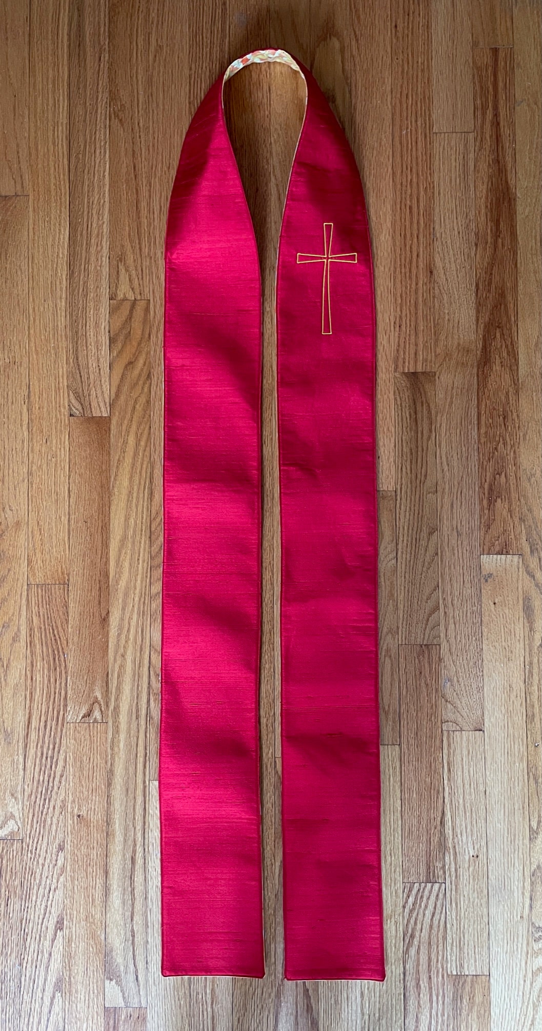 Red Silk Stole With Gold Cross, Reversible Orange Stole 317 - Etsy