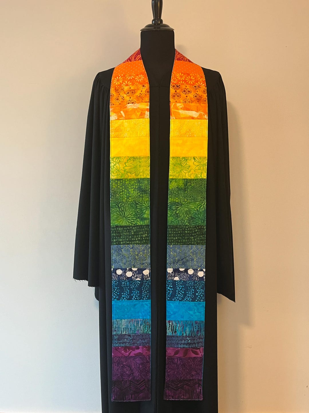 Rainbow Clergy Stole, Reversible Turquoise Batik Stole 146 - Etsy