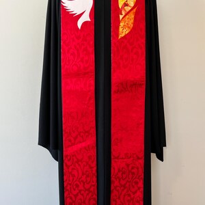 Red Stole With Flame and Dove, Reversible Purple Stole #329 - Etsy