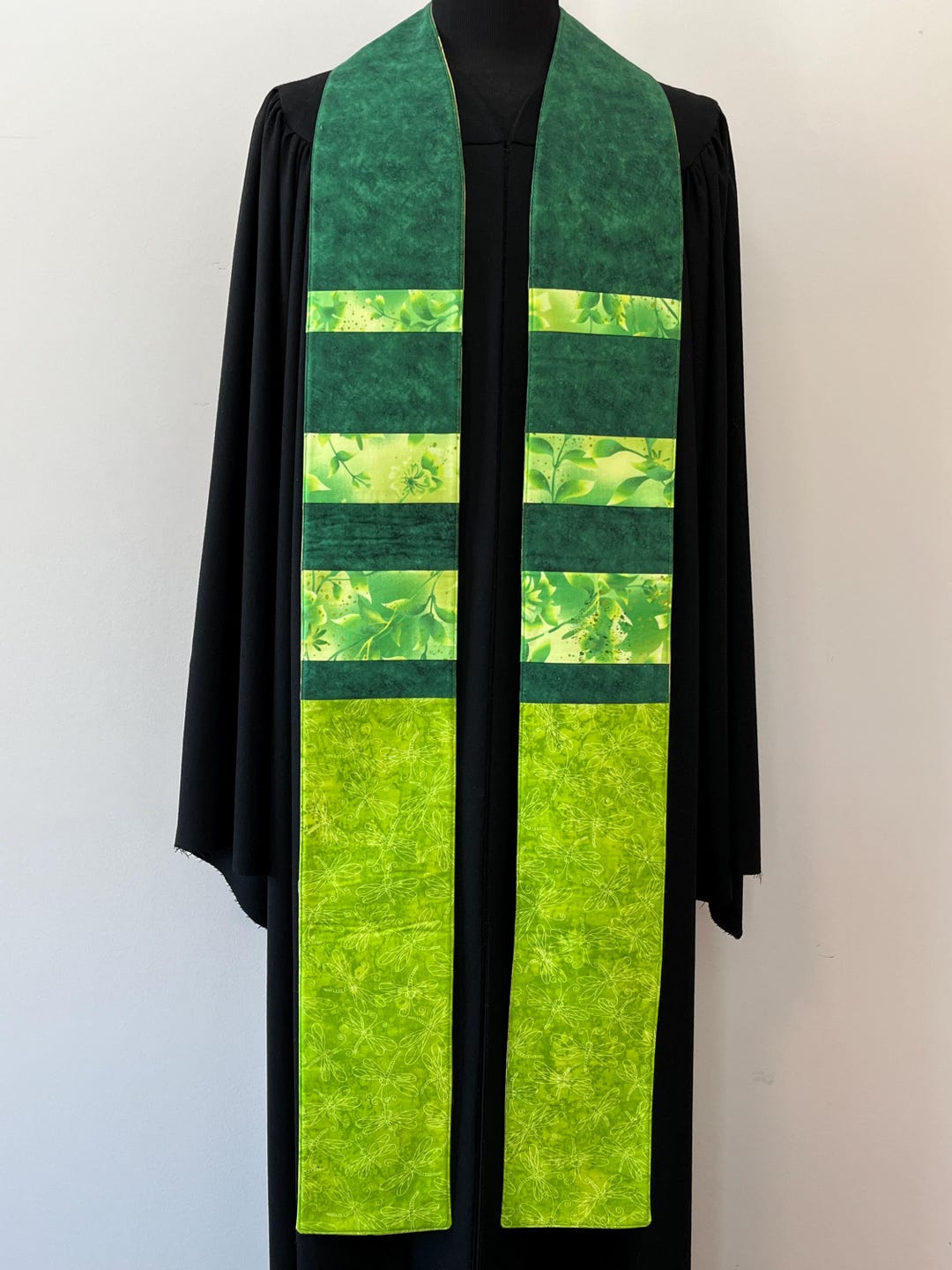 Green Stripped Clergy Stole, Reversible Flowers and Bees Stole #679 - Etsy