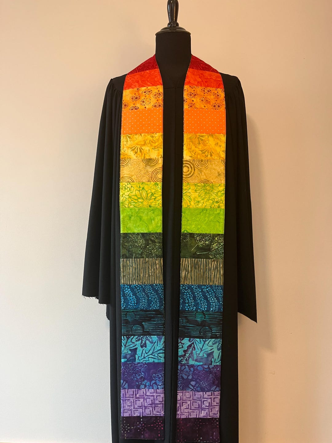 Rainbow Clergy Stole, Reversible Green Speckled Batik Stole #148 - Etsy