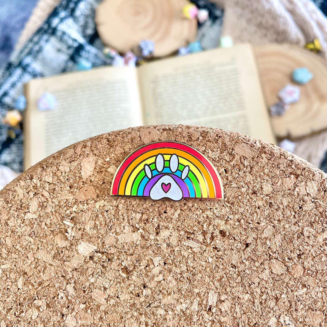 Rainbow Paw Enamel Pin | Animal Lover | Pet Memorial - Etsy