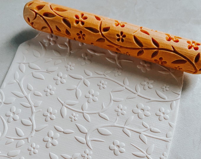 Polymer Clay Texture Roller-floral,flowers, Vines, Wood Hand Roller ...