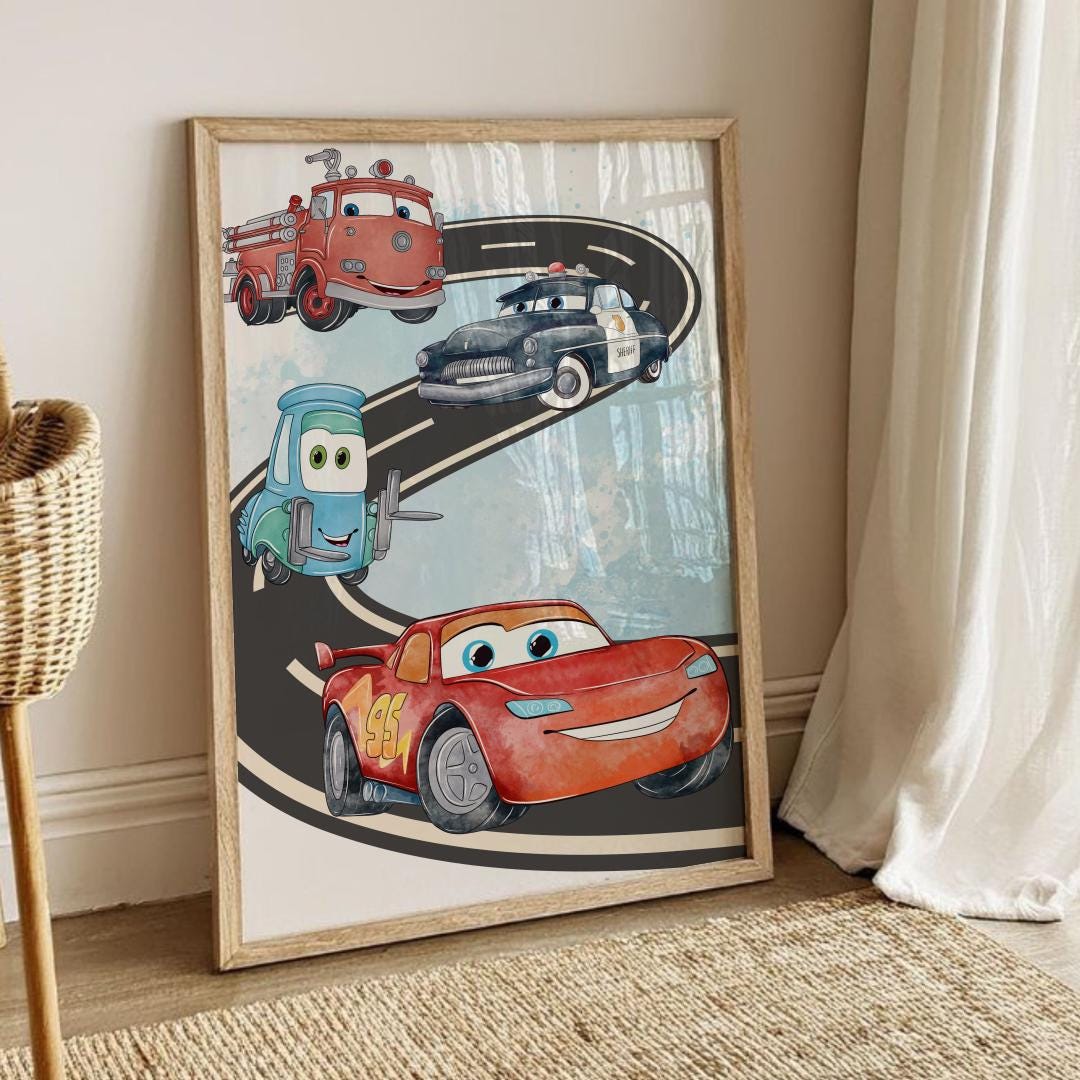 Personalized Lightning Mcqueen Inspired Nursery Art: Printed + Shipped ...