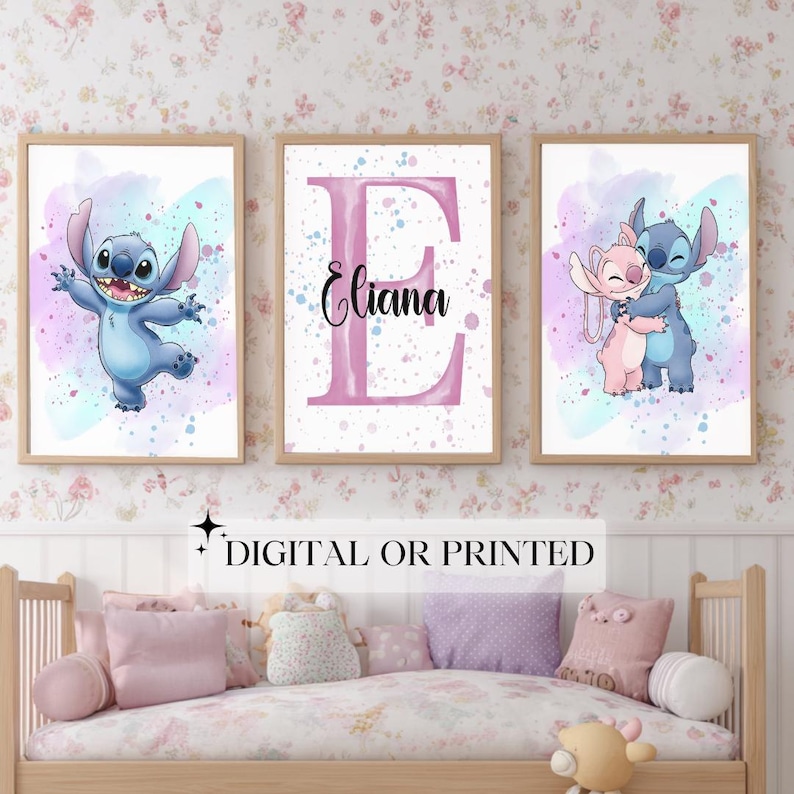 Stitch Print Set: Custom Ohana Wall Art, Kids Playroom Decor (digital ...