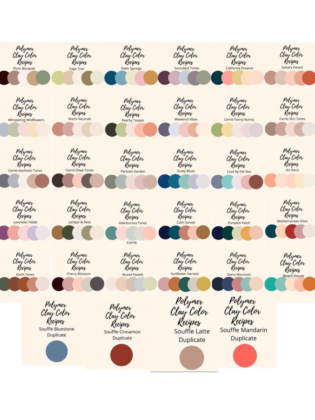 BUNDLE Polymer Clay Color Recipes 159 Clay Color Recipes,seasonal Color ...