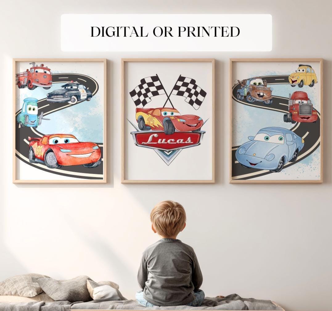 Personalized Lightning Mcqueen Inspired Nursery Art: Printed + Shipped ...