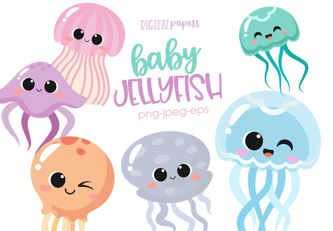 Jellyfish Clipart, Baby Jellyfish Clip Art, Under the Sea, Sea Animal ...