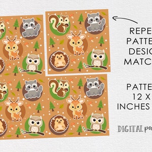 Woodland Animals Digital Papers, Forest Clipart Textures, Woodland ...