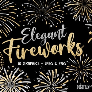 Elegant Fireworks Clipart, New Years Eve Clipart, Christmas, Fire Works ...