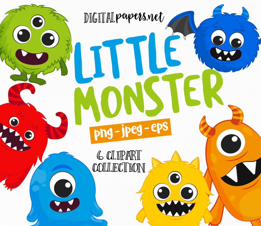 Little Monster Clipart, Monsters Clip Art, EPS File, PNG Clipart ...