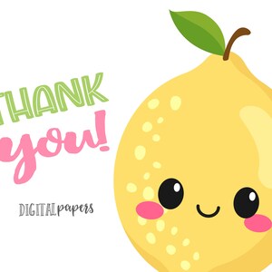 Cute Fruit Clipart, Kawaii, Lemon, Watermelon, Pineapple, Pear, Orange ...