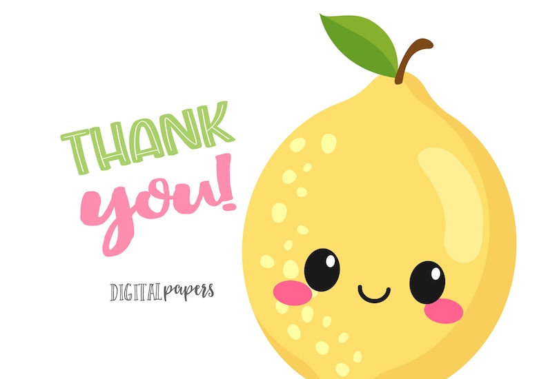 Cute Fruit Clipart, Kawaii, Lemon, Watermelon, Pineapple, Pear, Orange ...