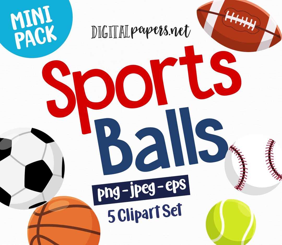Sports Balls Clipart, Baseball Clipart, Soccer Ball, Tennis Ball ...