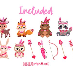 Valentine's Day Woodland Animals Clipart, Tribal Woodland Clipart ...