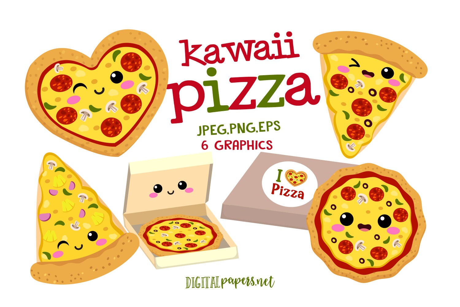 Kawaii Pizza Clipart, Pizza Clipart, Kawaii Clipart, Cute Pizza ...