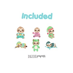 Sloth Pajama Party, Slumber Party Clipart, Pajama Party, Sleepover Clip ...
