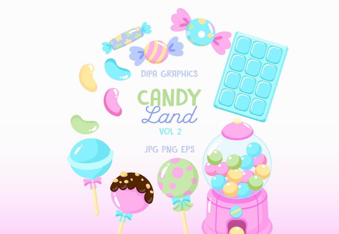 Candy Land Clipart, Gumball Machine PNG, Chocolate, Lollipop Clipart ...