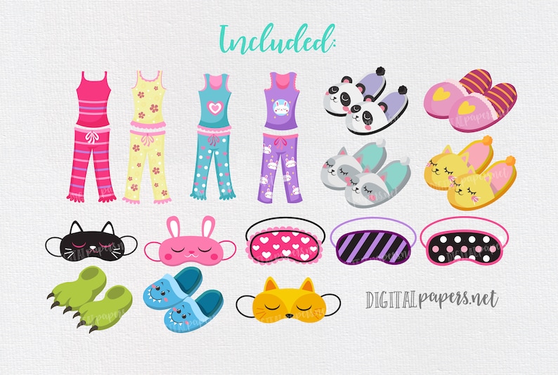 Slumber Party Clipart: Sleepover PNG, EPS, JPEG (digital Download) - Etsy