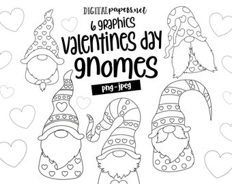 Watercolor Valentine Gnomes Clipart Set Printable - Etsy