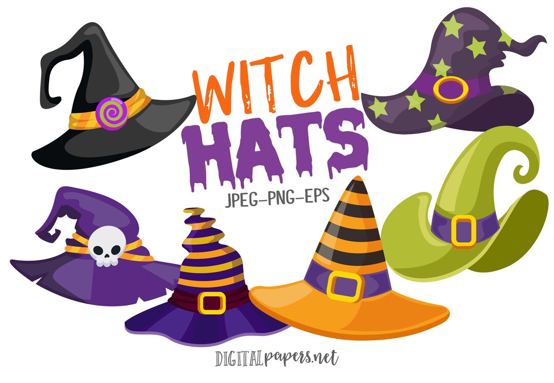 Witch Hats, Halloween Clipart, Halloween Hat Clipart, Halloween Party ...