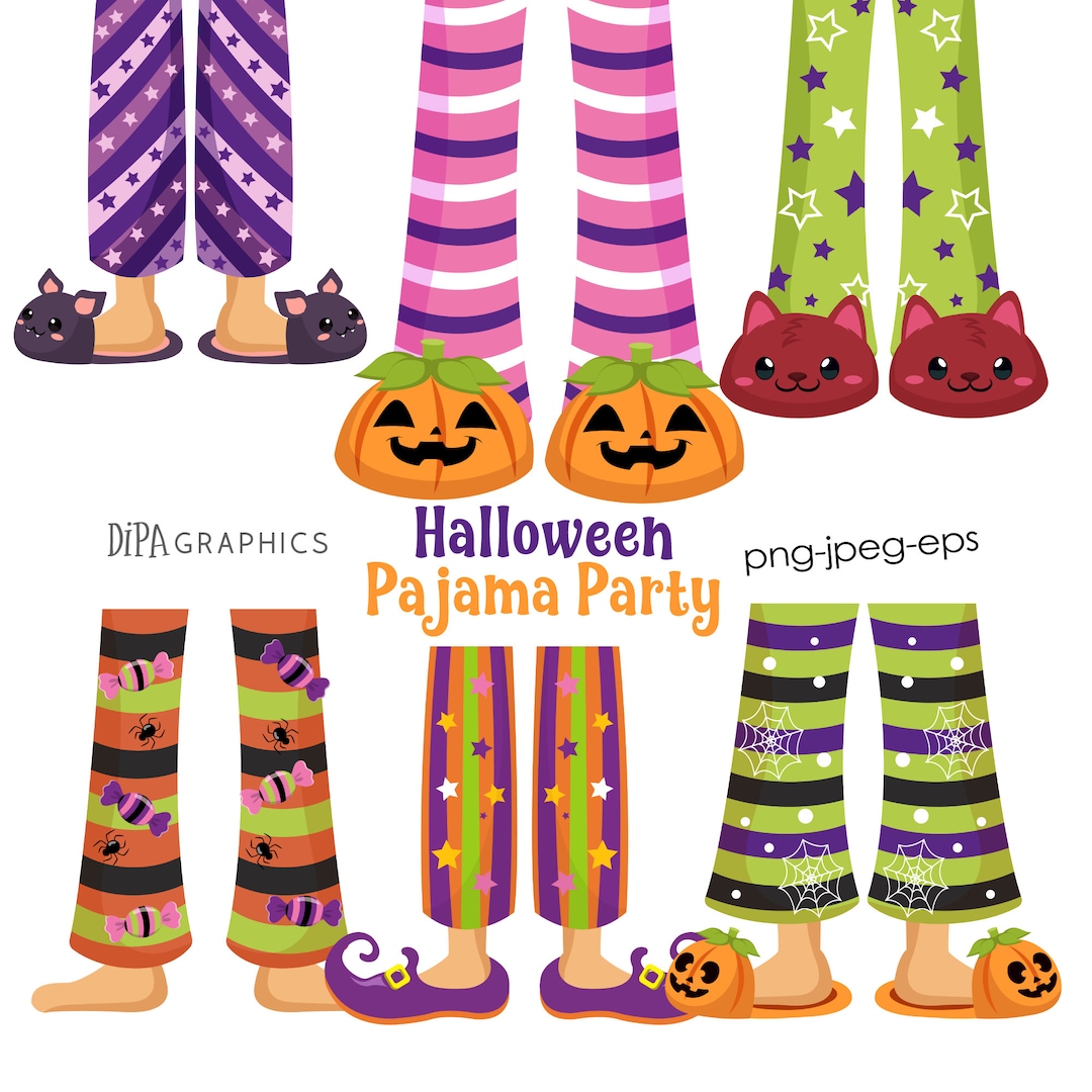 Halloween Pajama Party Clipart: Monster, Witch, Pumpkin (INSTANT ...