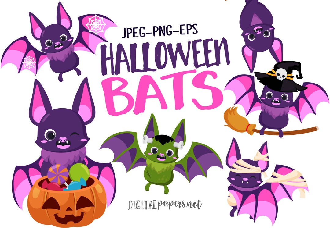 Halloween Bats Clipart, Halloween Clipart, Pumpkin, Bat, Costume Party ...