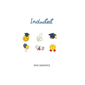 Retro Graduation Clipart, Smiley PNG, Balloon Clipart, Diploma Clipart ...
