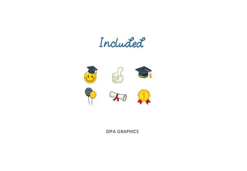 Retro Graduation Clipart: Smiley, Diploma, Balloons (PNG, JPEG, EPS) - Etsy