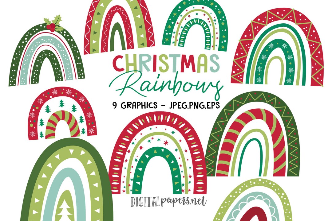Christmas Rainbows Clipart, Modern Rainbow PNG Clipart, Rainbow Party ...