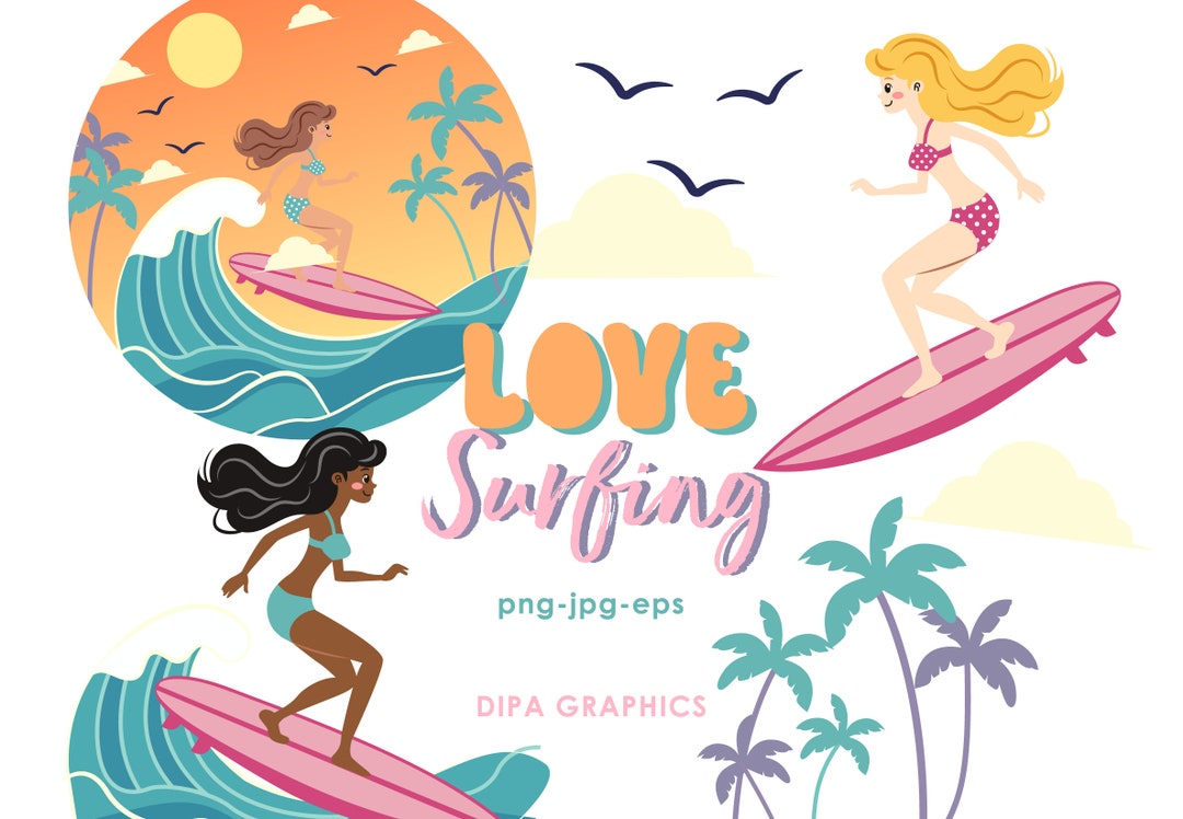 Surf Clipart, Surfing PNG Clipart, Beach Clipart Sublimation PNG ...