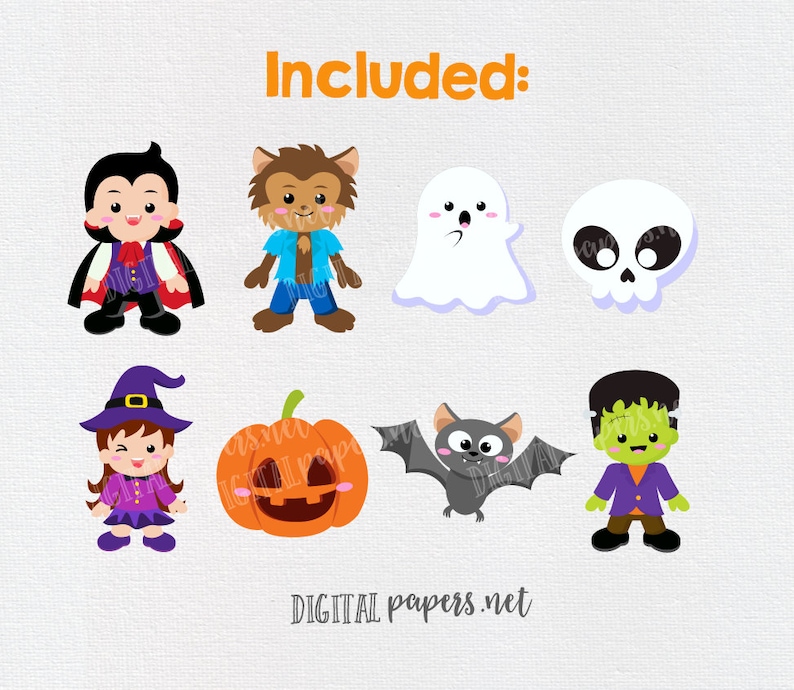 Halloween Cute Clipart, Halloween Birthday Party, Png Clipart, Eps ...