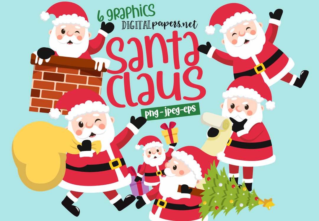 Santa Claus Clipart, Commercial Use, Santa List, Christmas Graphics ...