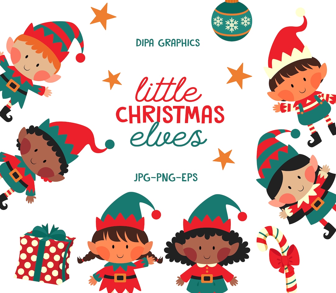 Christmas Elf Clipart, Christmas Elves Graphics, Christmas Kids Vector ...