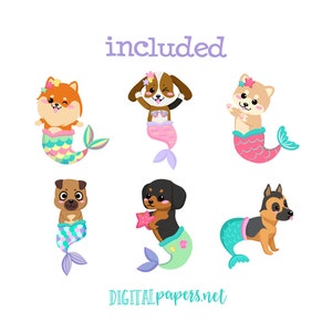 Puppy Mermaid Clipart, Mermaid Clipart, Dog Clipart, Dog Mermaid Clip ...