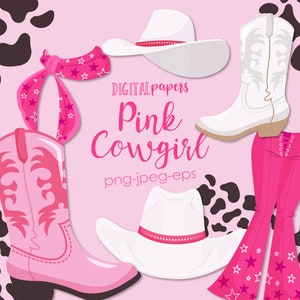 Pink Cowgirl Clipart: PNG, JPEG, EPS - Commercial Use (instant Download ...