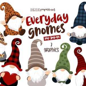 Everyday Gnomes Clipart, Nordic Gnomes, Cute Gnome, Happy, Peace and ...