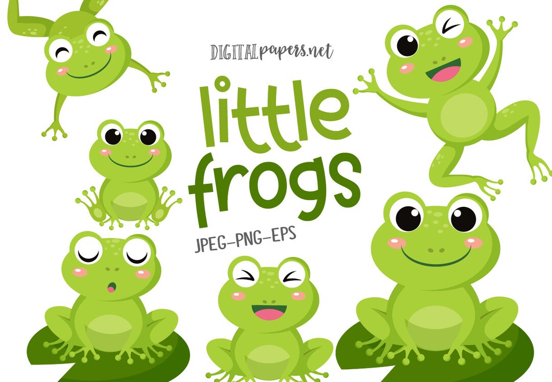 Frog Clipart, Green Frog Clipart, Cute Frog, Pond Clipart, Animal ...