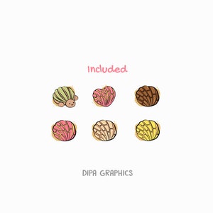 Mexican Conchas Clipart: Bakery Pastry Illustrations (PNG, JPEG, EPS ...
