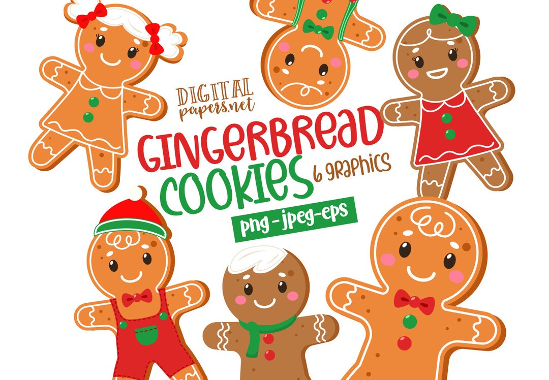 Gingerbread Men Clipart, Commercial Use, Christmas Clipart, PNG, Vector ...